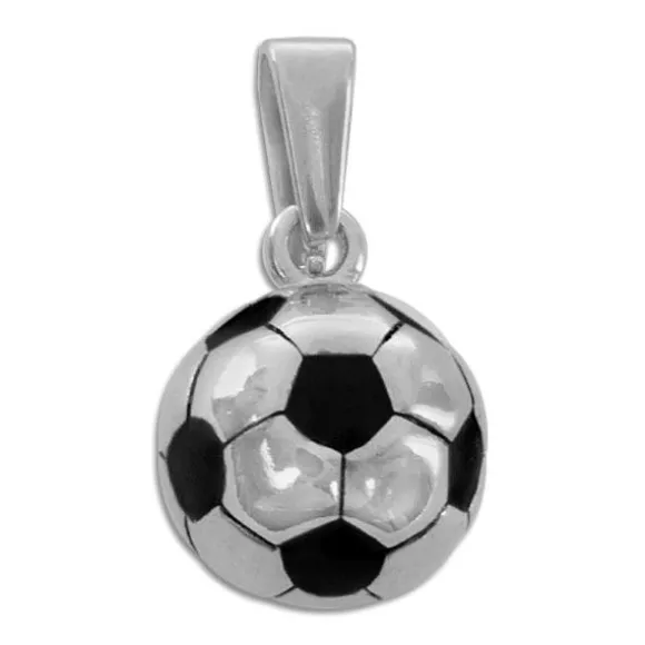 Fußball Anhänger Edelstahl rund 14 mm - Elfen-Schmuck